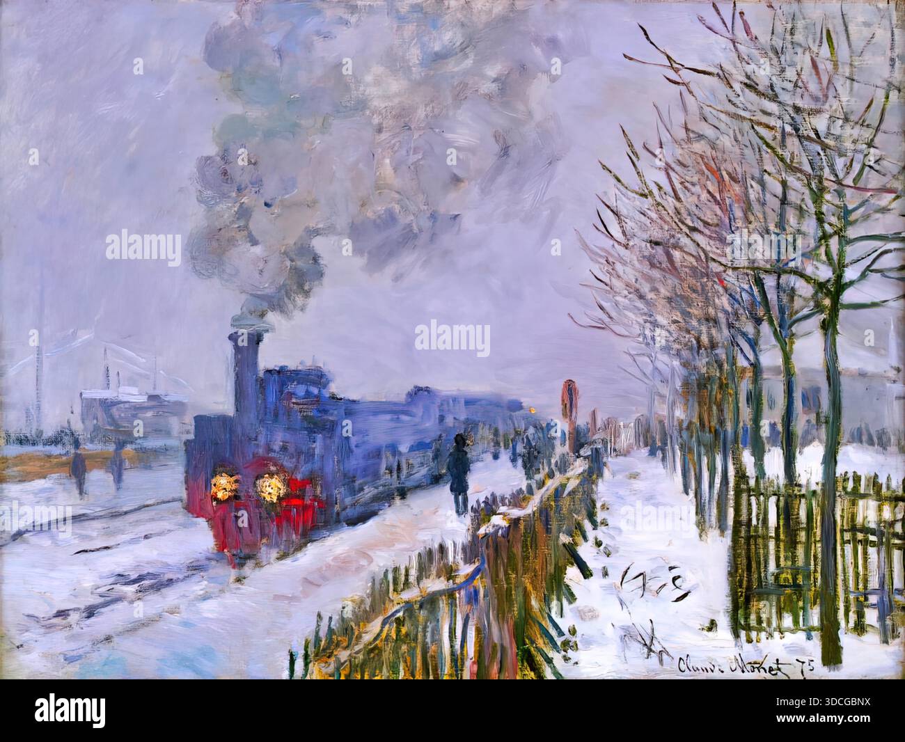 Steam train in snow on Stock Vector Images - Alamy