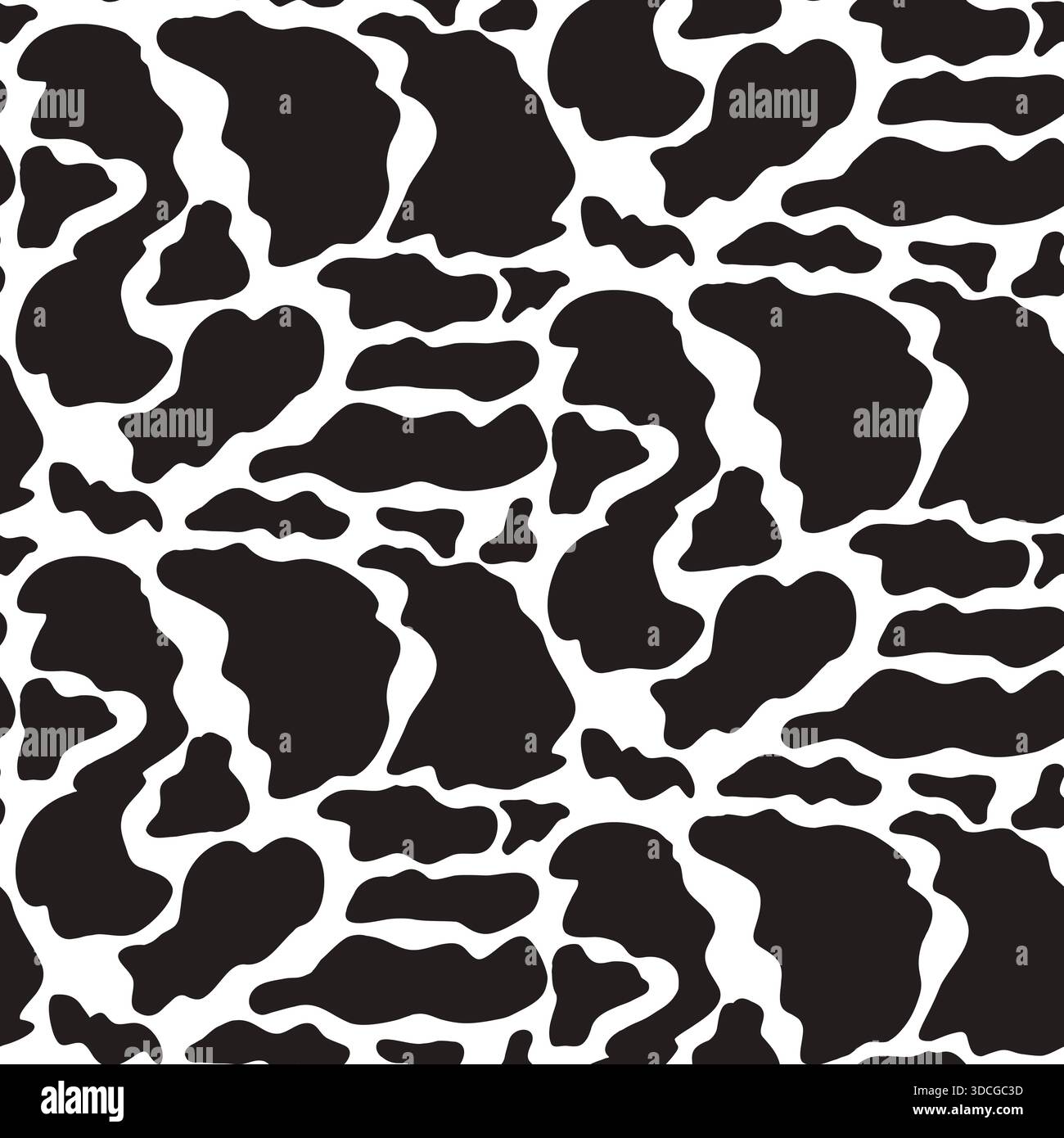 Large, irregular cow blobs form seamless animal pattern. Monochrome ...