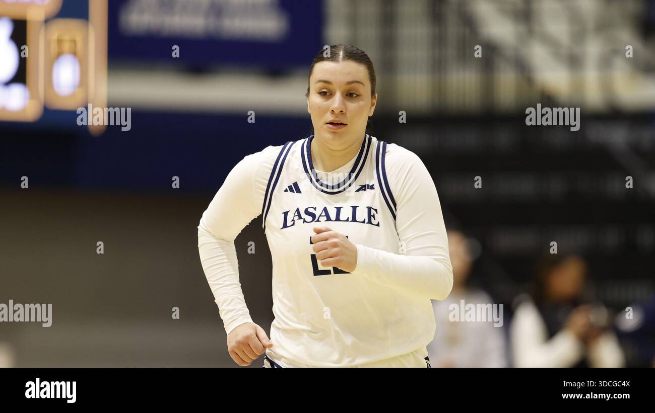 La Salle forward Anna Przyszlak runs down court while facing ...