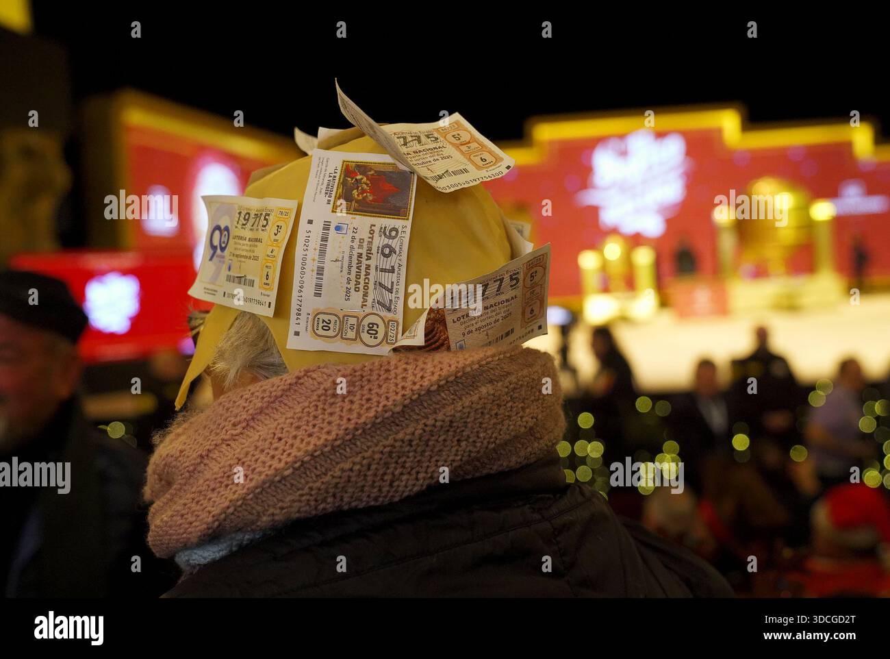Several people in costume wait for the start of the Sorteo ...
