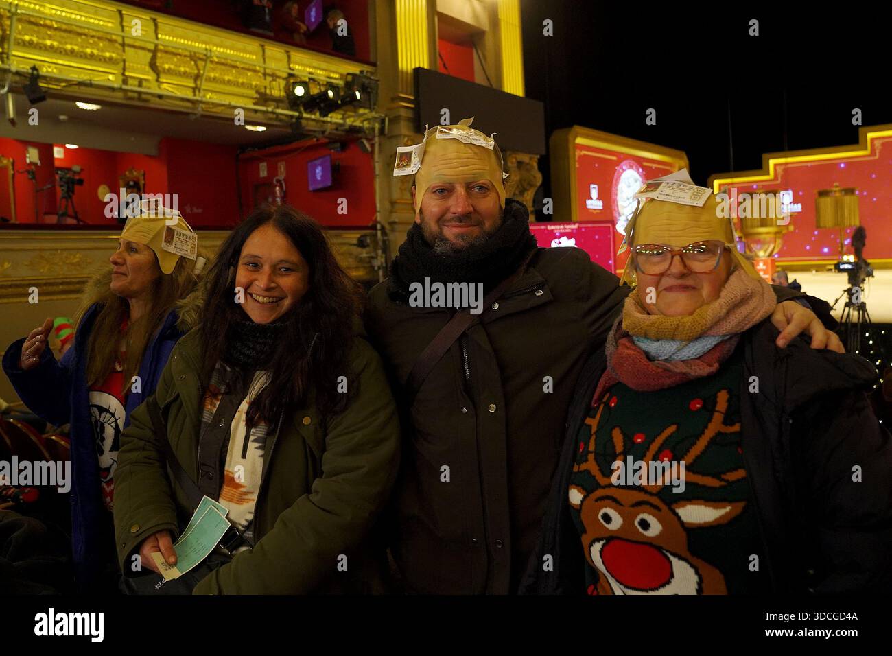 Several people in costume wait for the start of the Sorteo ...