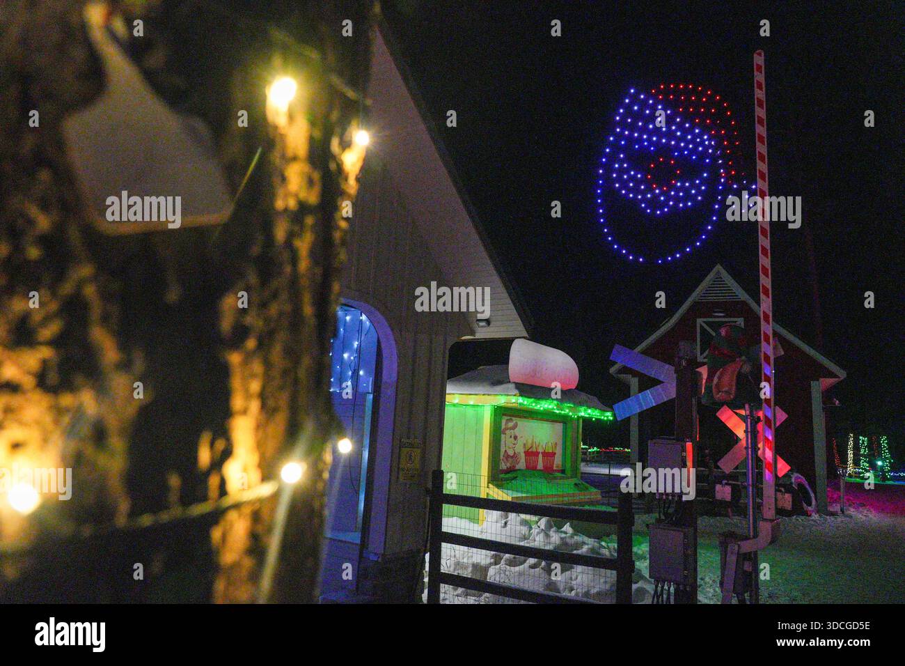 A general view showing the drone show at the Santa’s Village in Muskoka ...