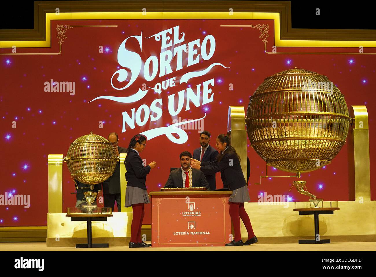 Two girls from the San Ildefonso School, sing the first prize during ...