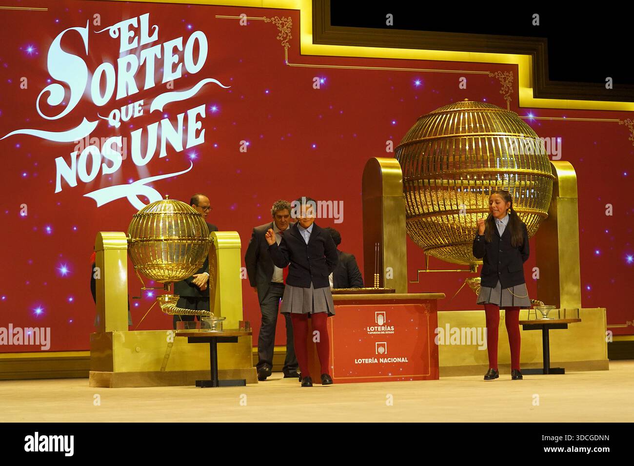 Two girls from the San Ildefonso School, sing the first prize during ...