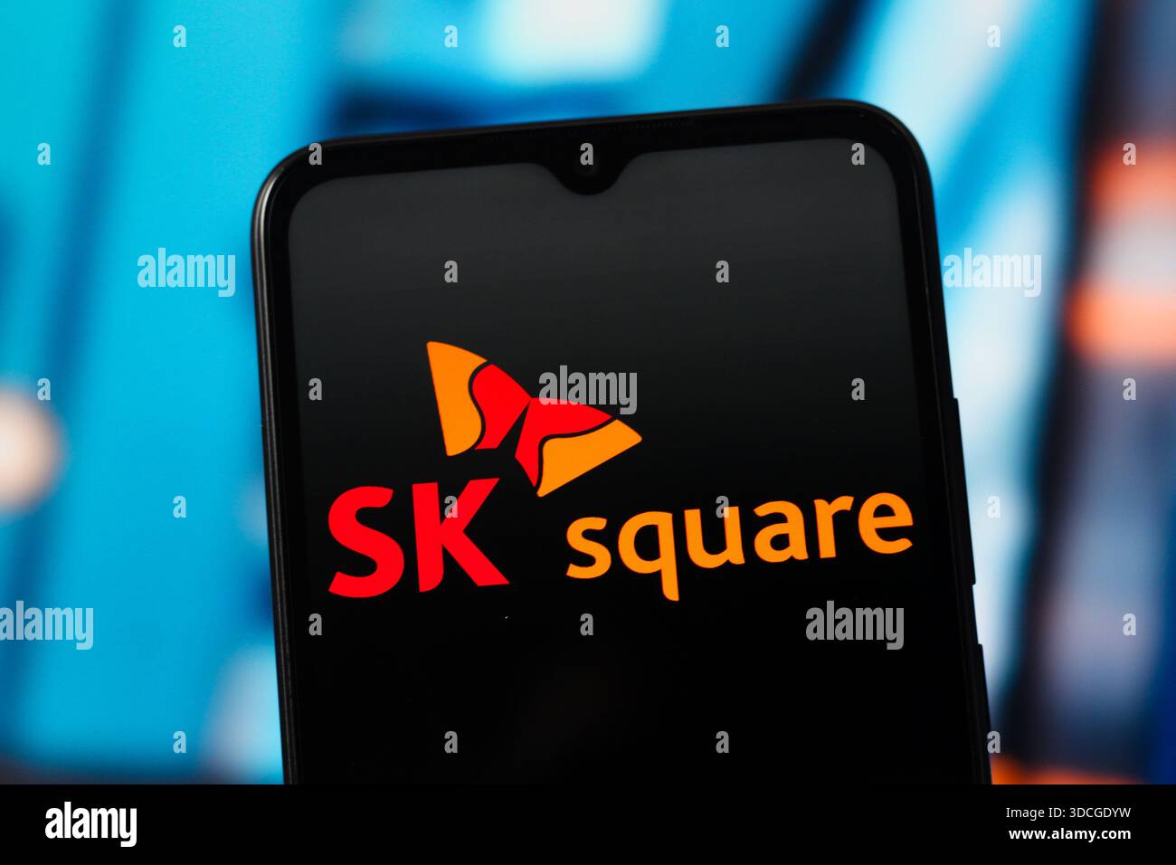 In this photo illustration, the SK Square logo is seen displayed on a ...