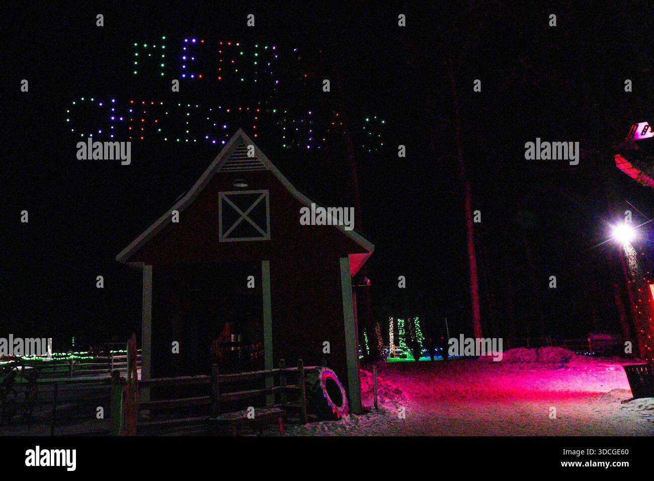 A general view showing the drone show at the Santa’s Village in Muskoka ...