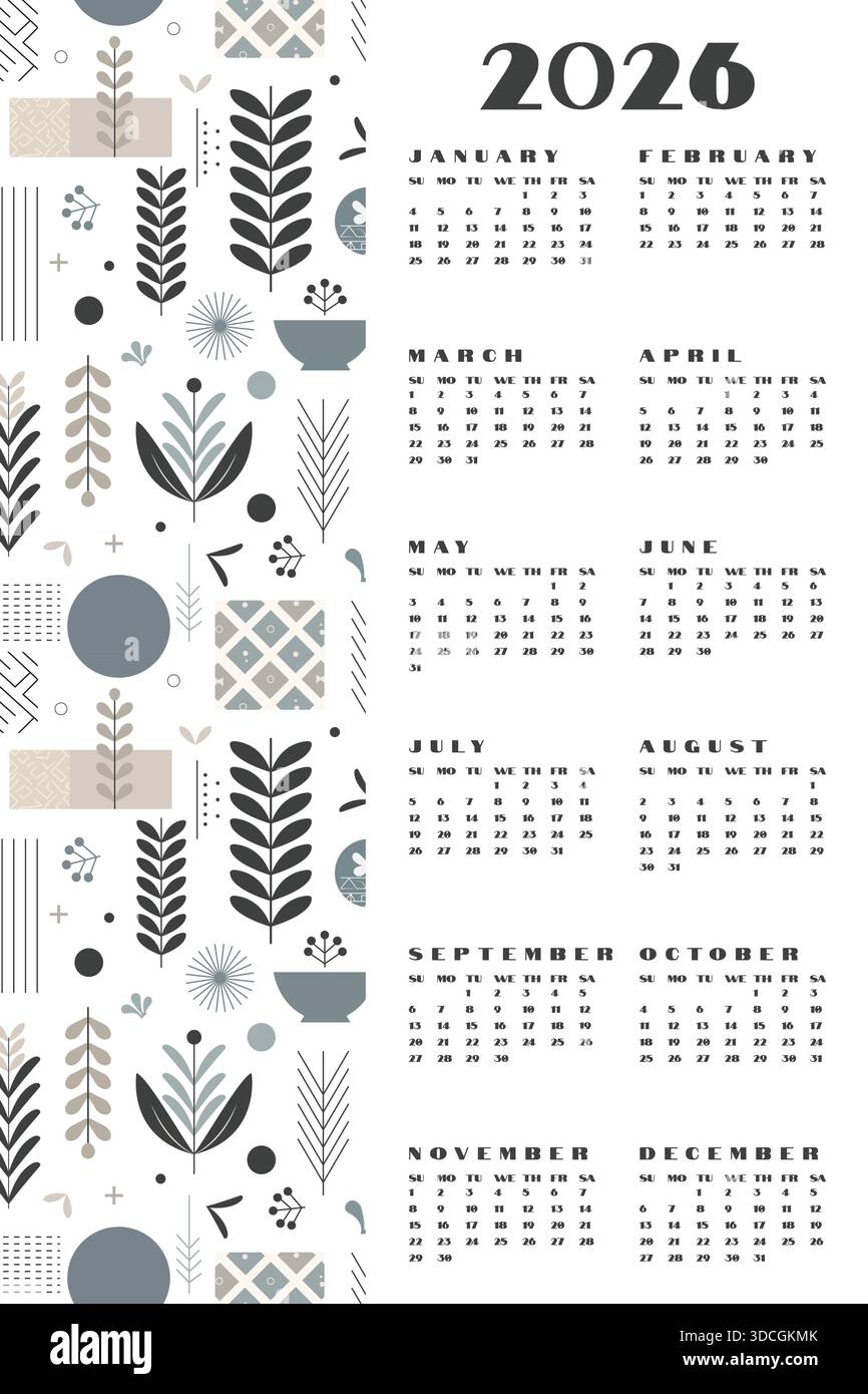 2026 calendar template vertical hi-res stock photography and images - Alamy