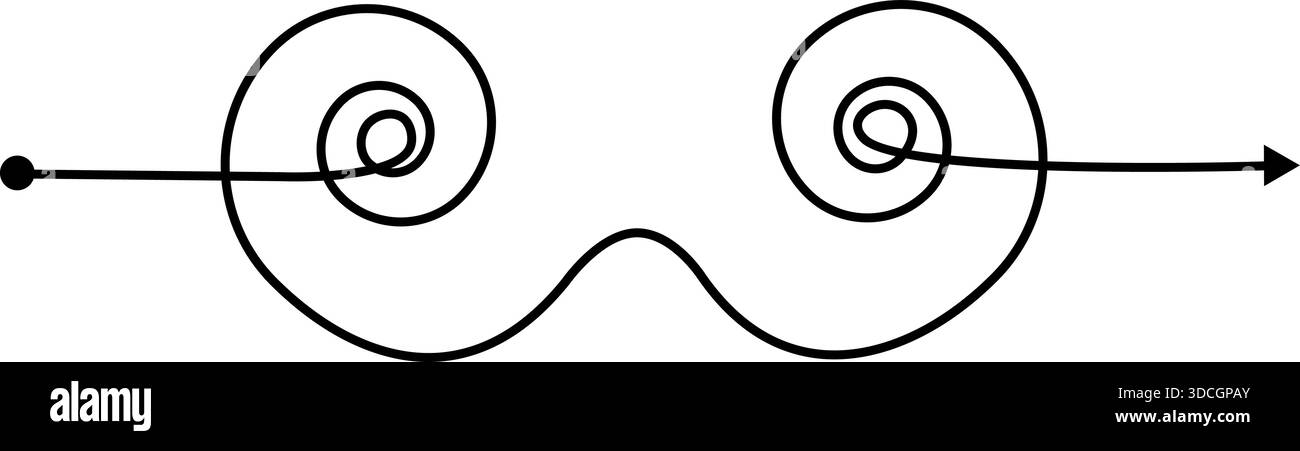 Double opposing spirals drawn with thick lines and emphasized by a ...