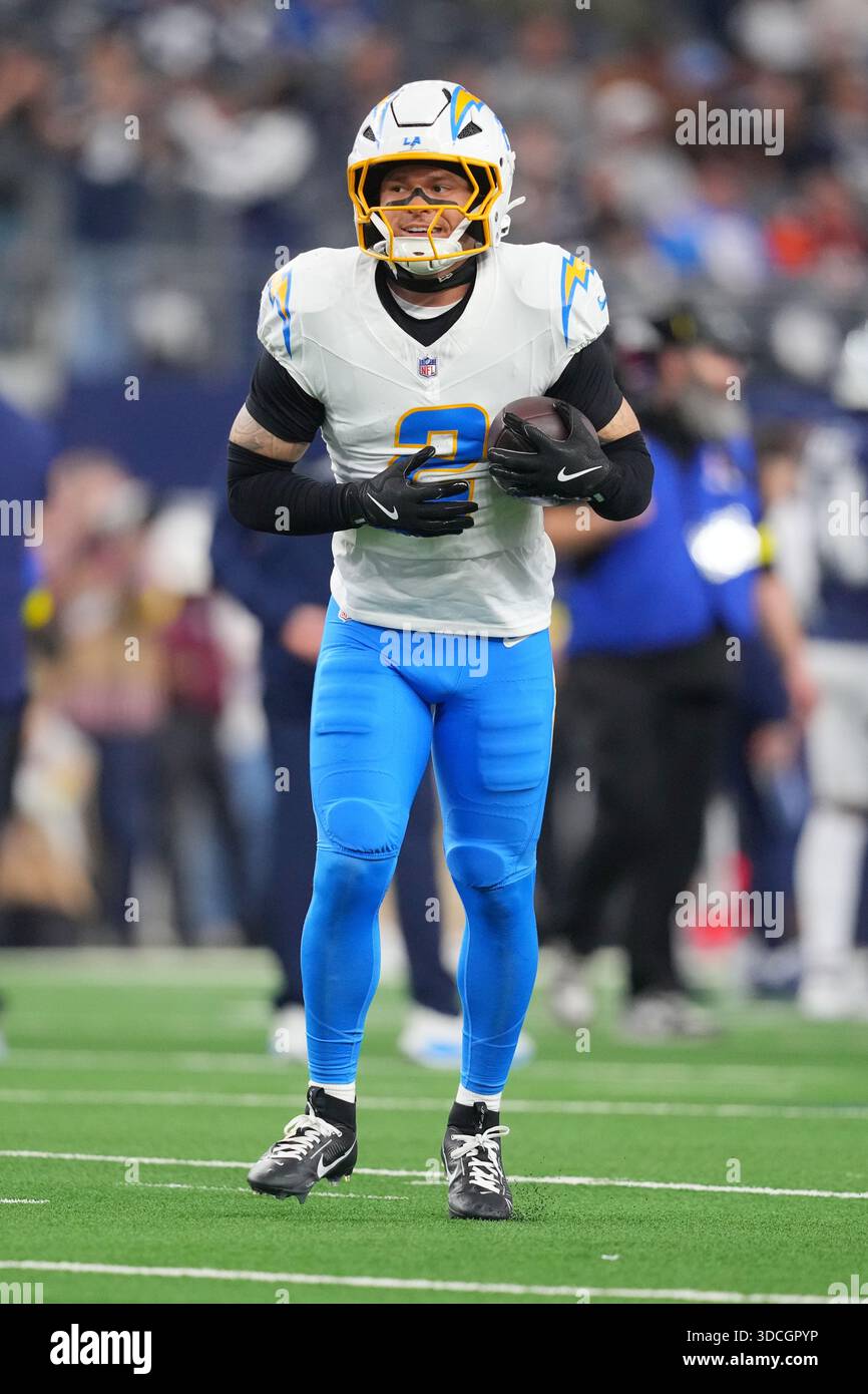 Los Angeles Chargers cornerback Elijah Molden (2) works out prior to an ...