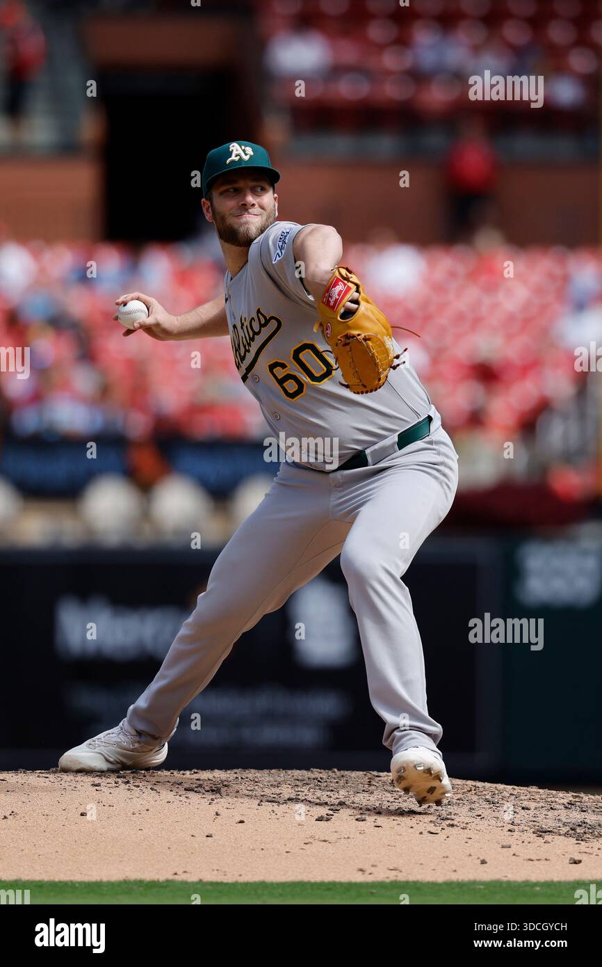 ST. LOUIS, MO - SEPTEMBER 01: Justin Sterner #60 of the Athletics ...