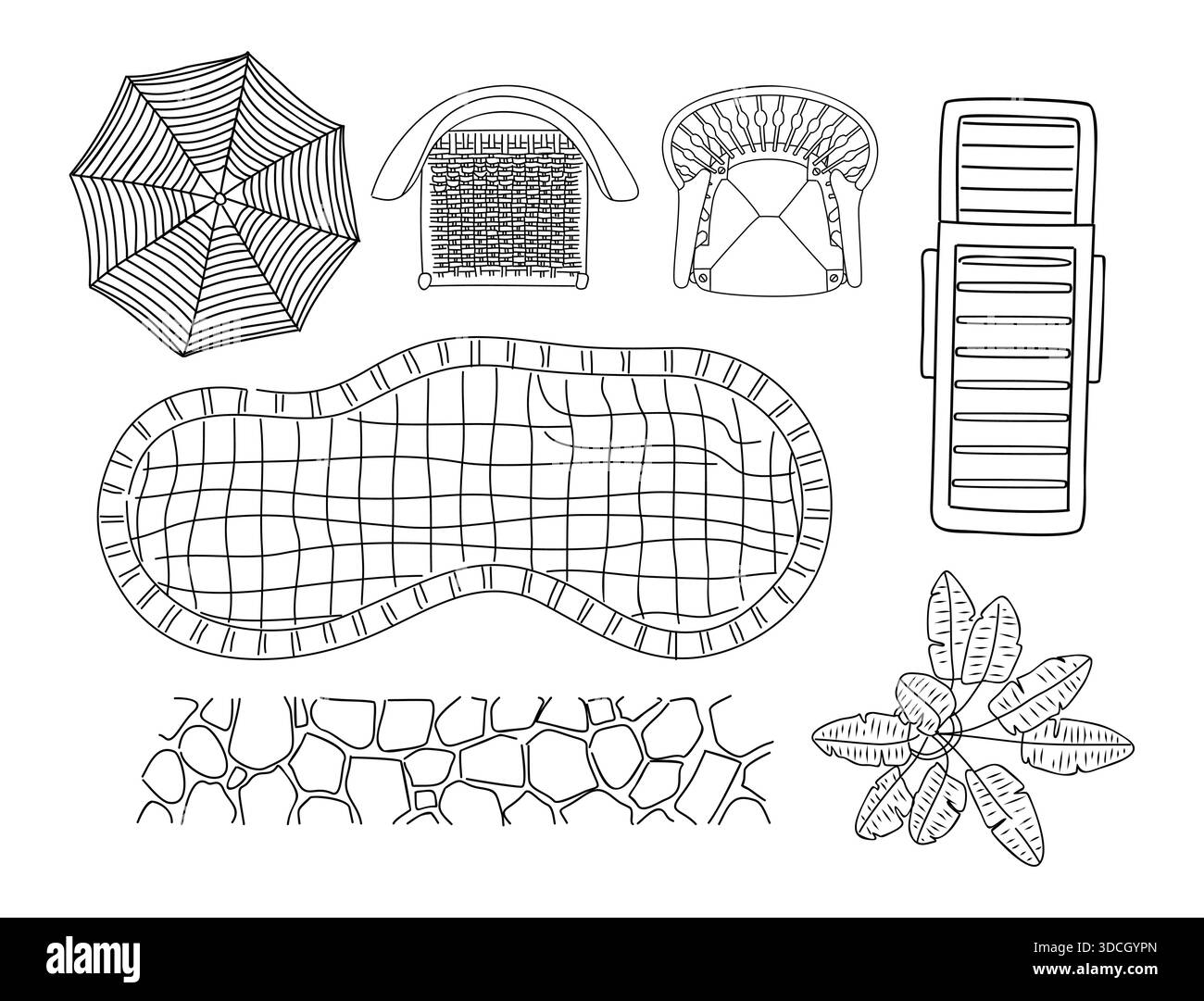 Recreation leisure vector line Black and White Stock Photos & Images ...