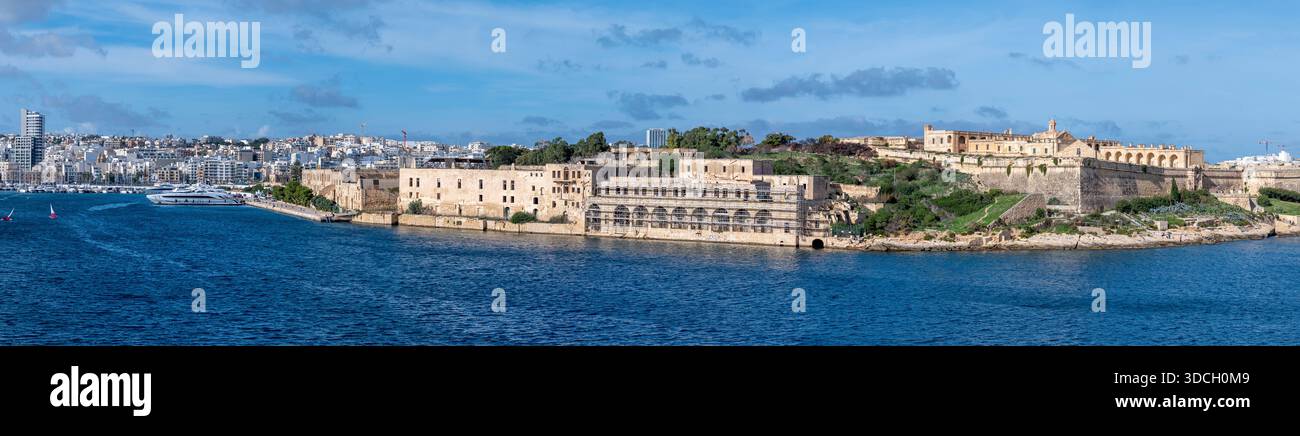View from Valletta over Sliema and TignÃ Point, showing the coastal ...