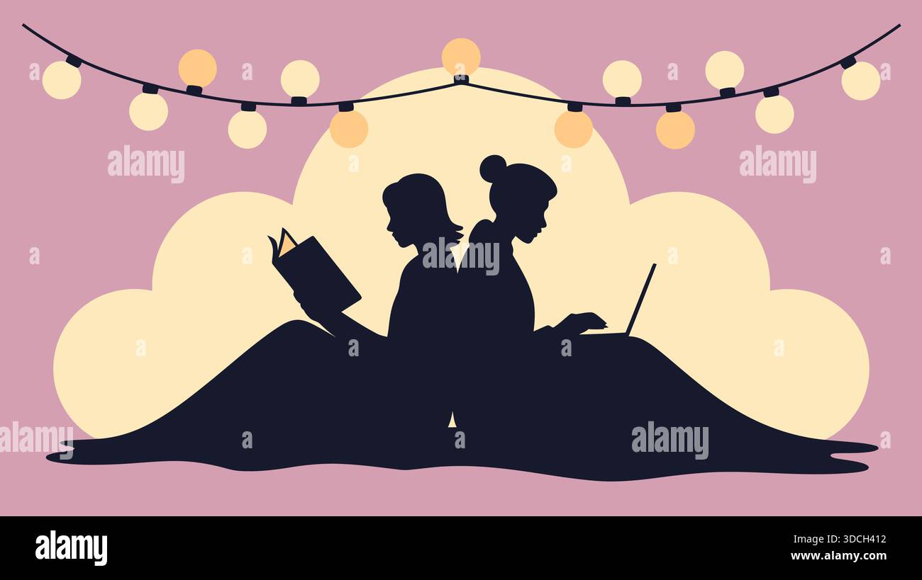 Couple reading together Stock Vector Images - Alamy