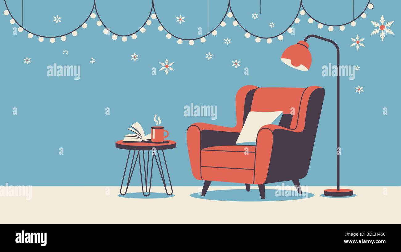 Cozy winter reading nook Stock Vector Image & Art - Alamy