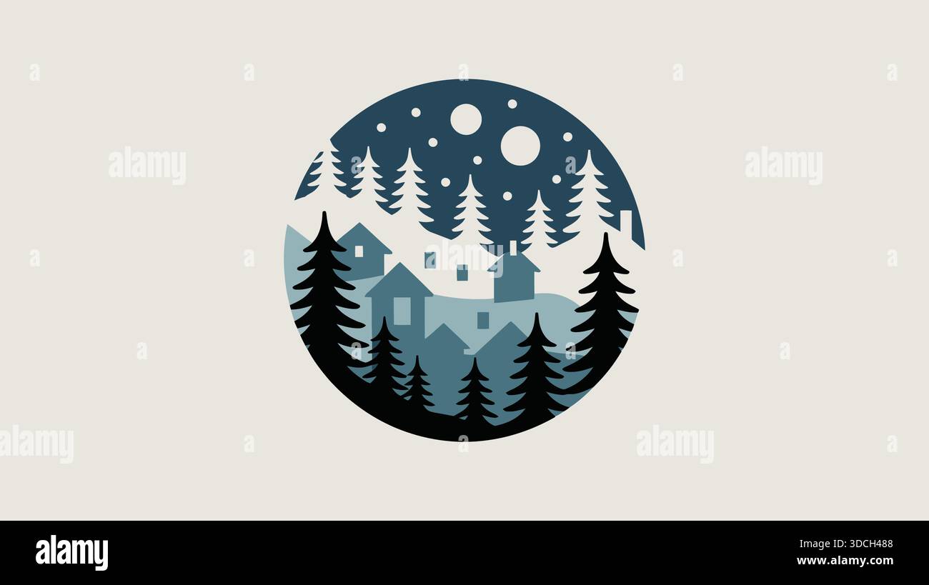 Winter night trees in Stock Vector Images - Alamy