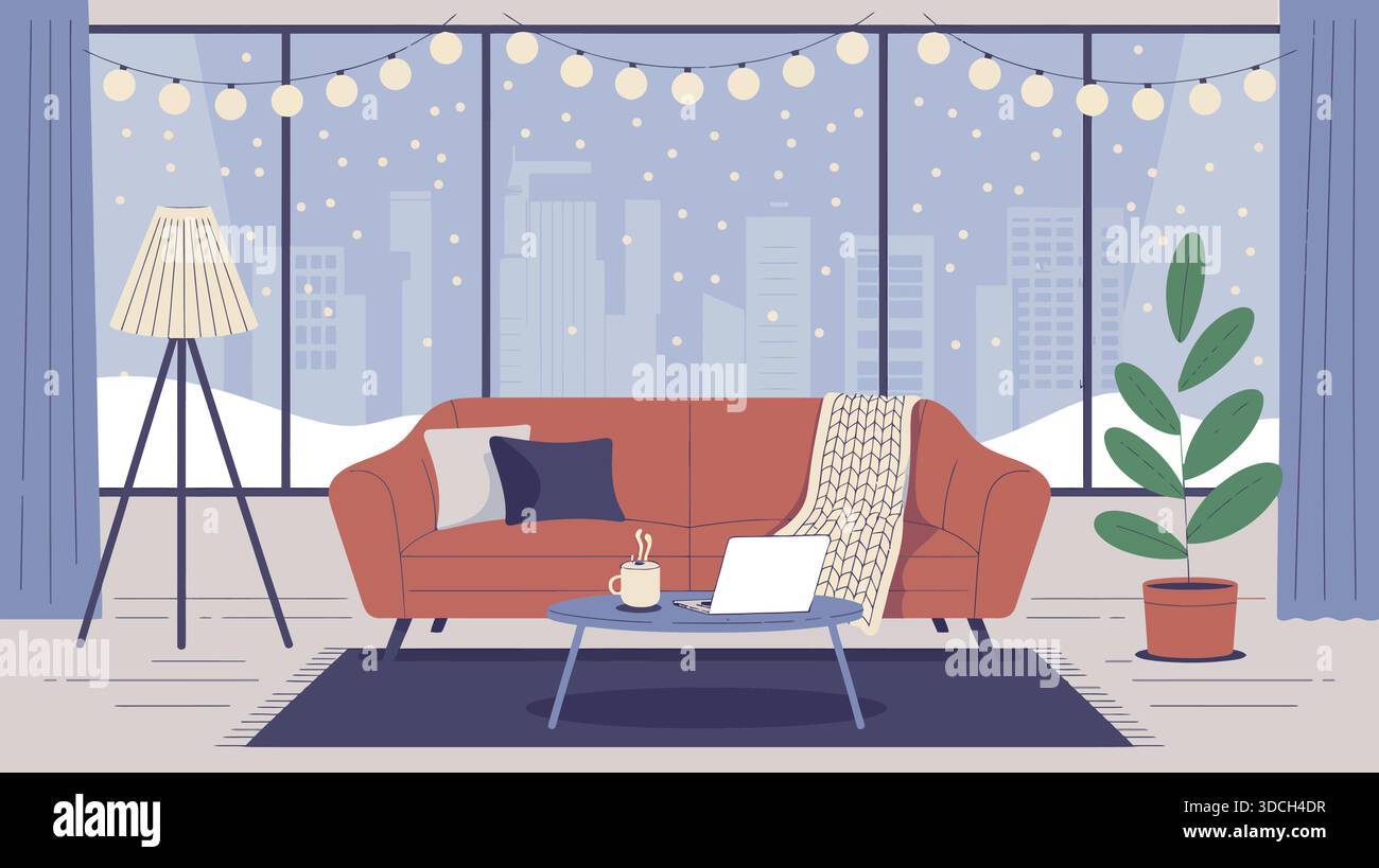 Workspace in room city Stock Vector Images - Alamy