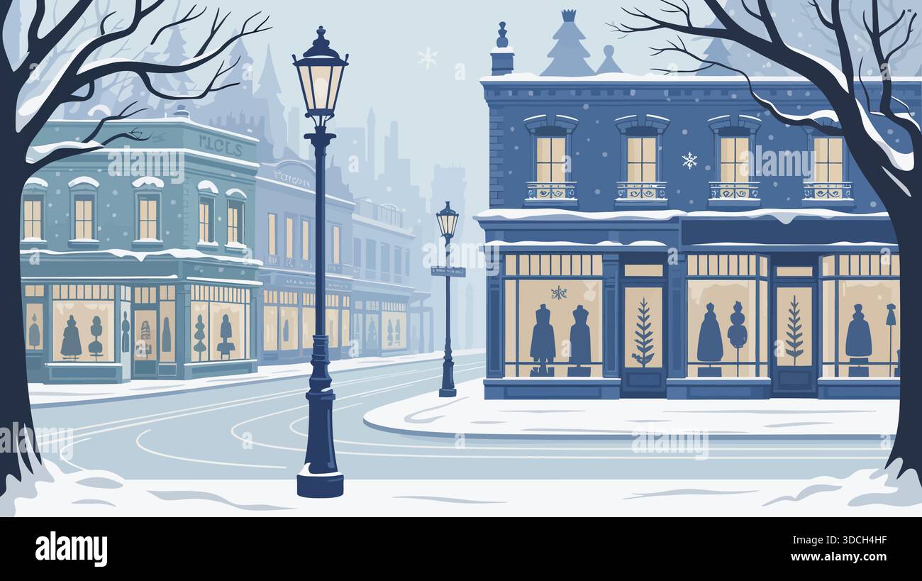City in winter snowy Stock Vector Images - Alamy
