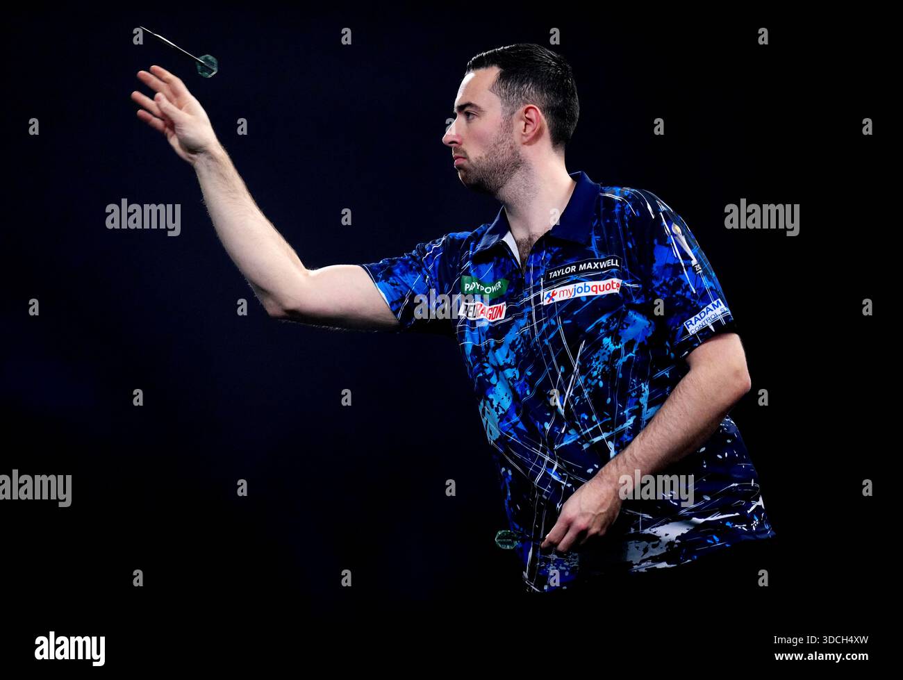 England's Luke Humphries during his match against Singapore's Paul Lim ...