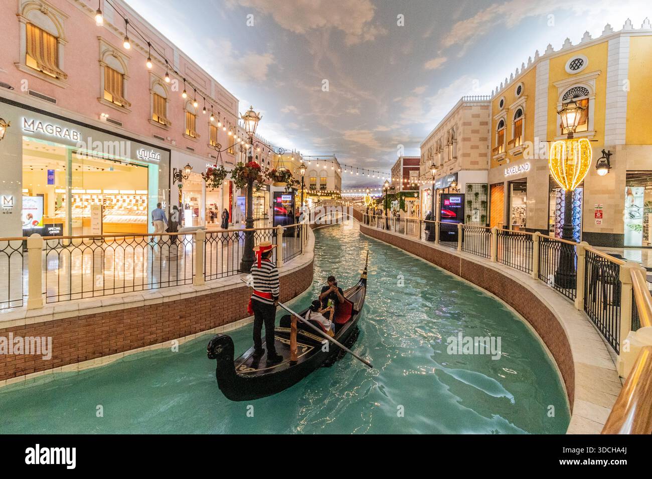 DOHA, QATAR - SEPTEMBER 21, 2023: Gondola ride in Villaggio Mall in ...