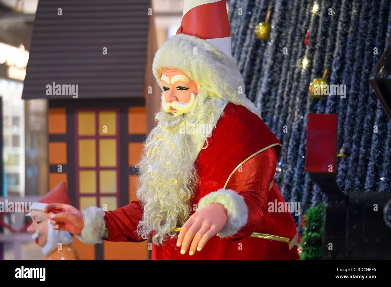 MUMBAI, INDIA - DECEMBER 22: Santa Claus dummy as part of festive ...