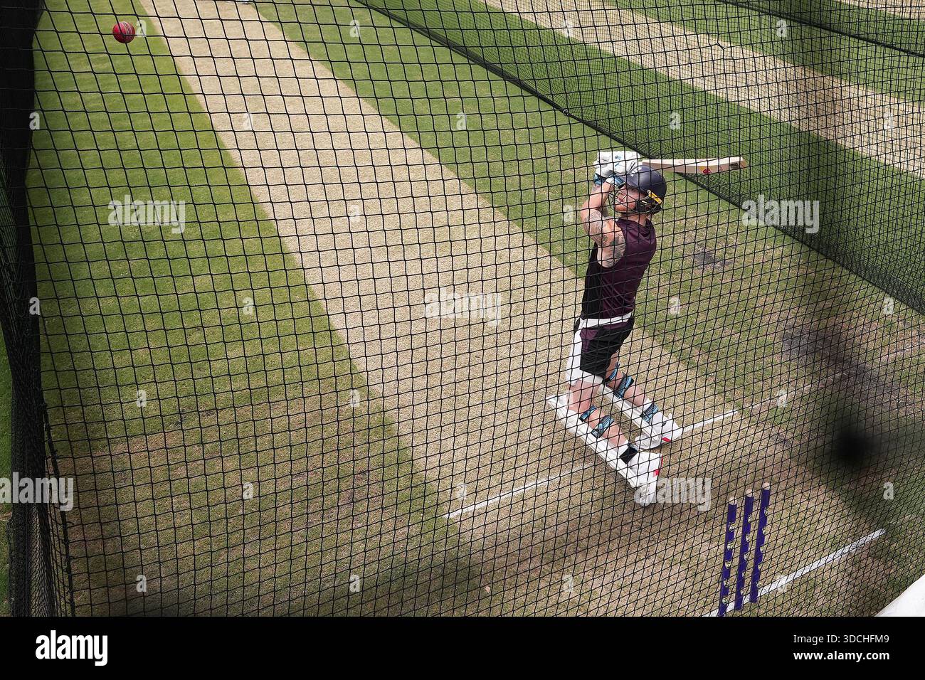 England’s Ben Stokes bats during a nets session at the Melbourne ...