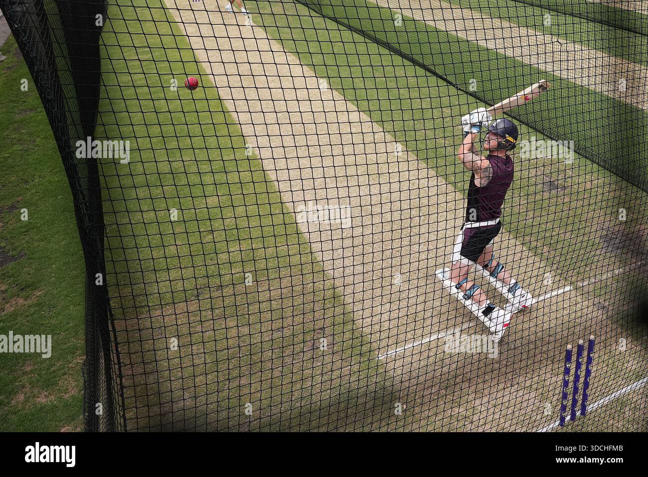 England’s Ben Stokes bats during a nets session at the Melbourne ...