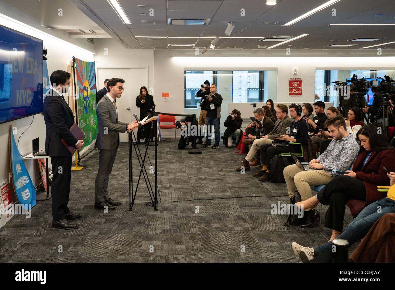 Sam Levine speaks to the press after being appointed by New York City ...