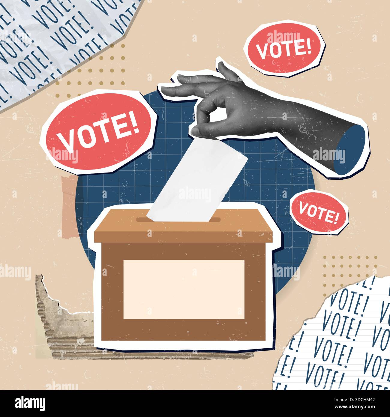 Vote awareness campaign with creative graphic elements. Vector ...