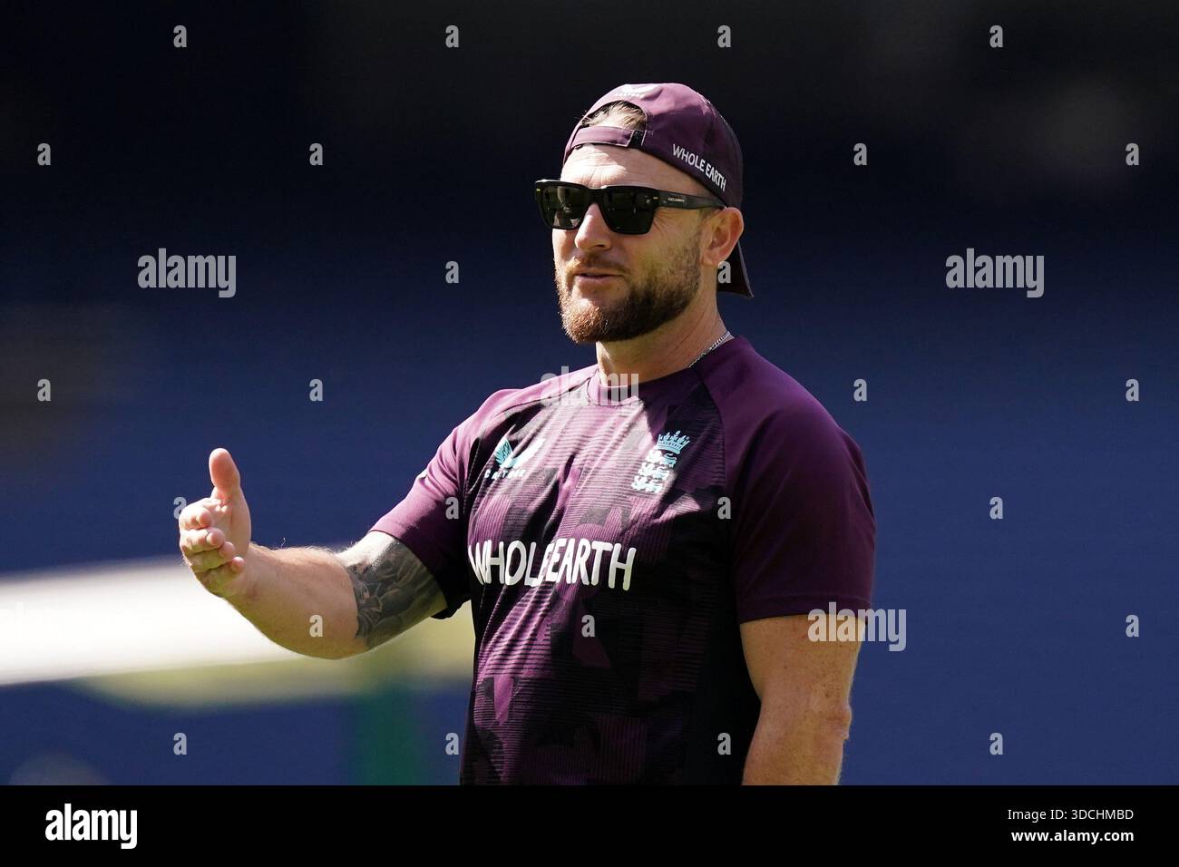 England head coach Brendan McCullum looks on during a nets session at ...