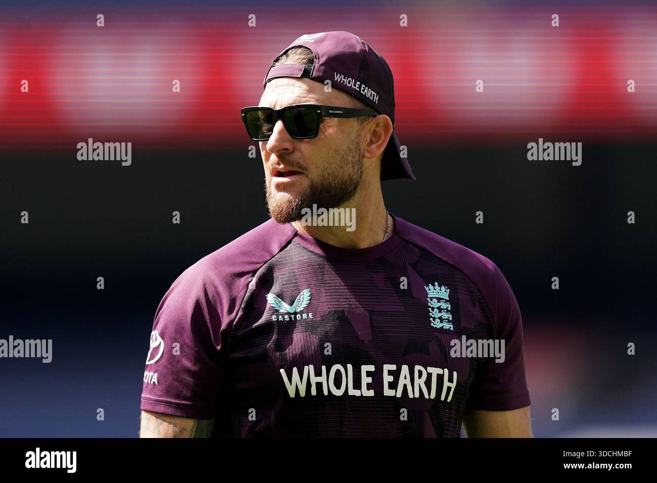 England head coach Brendan McCullum looks on during a nets session at ...