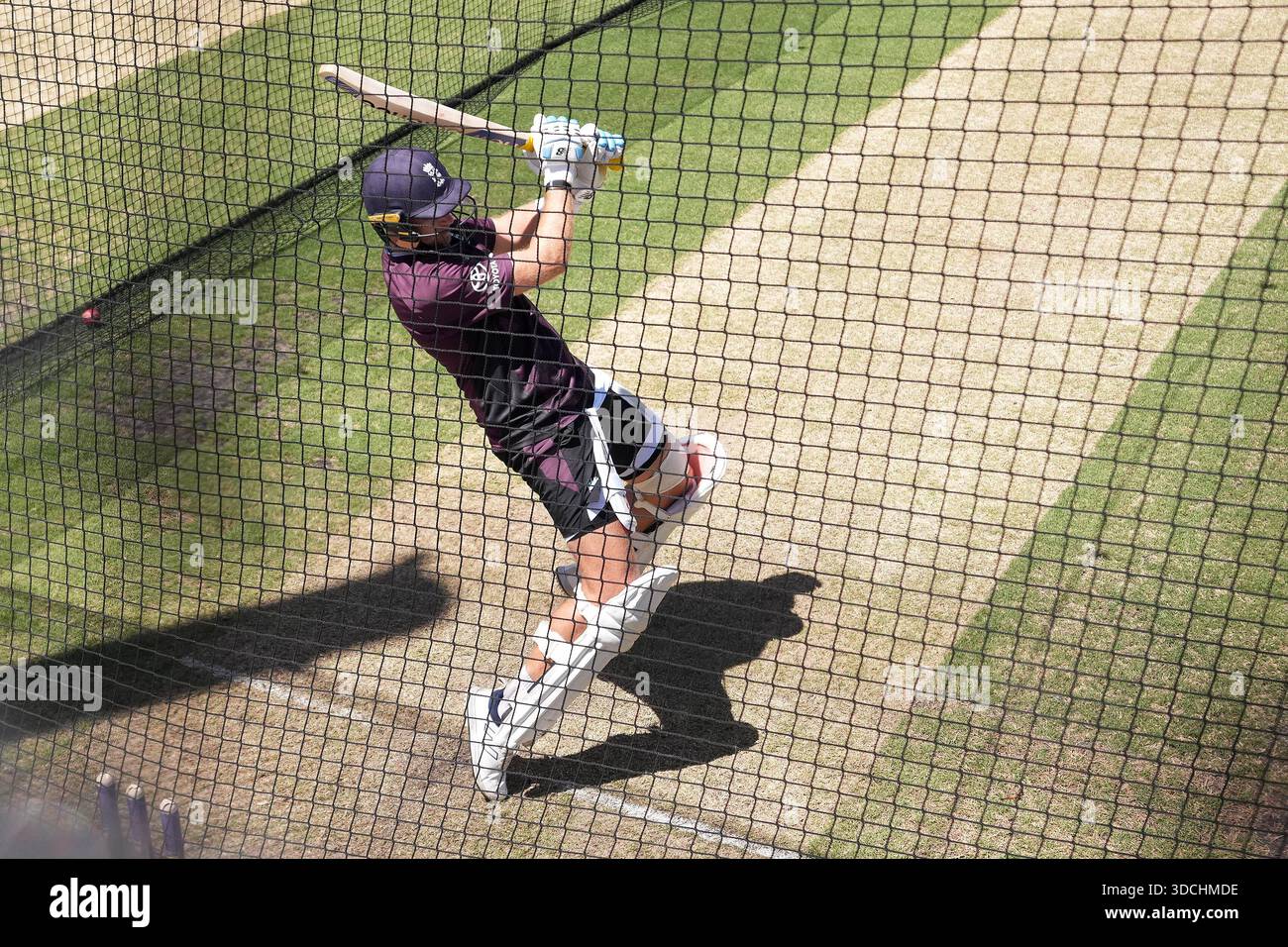 England’s Joe Root bats during a nets session at the Melbourne Cricket ...