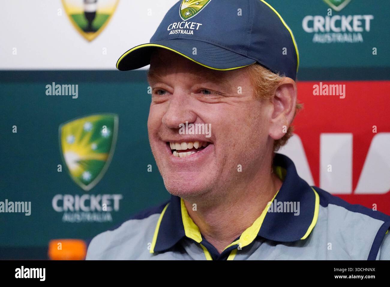 Australia head coach Andrew McDonald takes question during a press ...