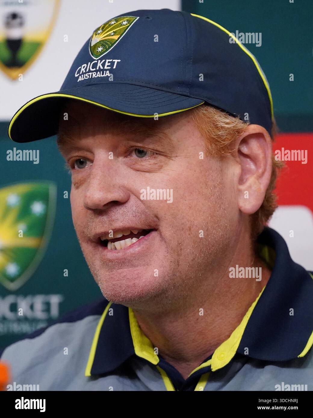Australia head coach Andrew McDonald takes question during a press ...