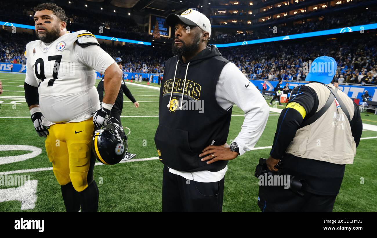 Dec 21, 2025: Head Coach Mike Tomlin and Cam Heyward #97 during the ...