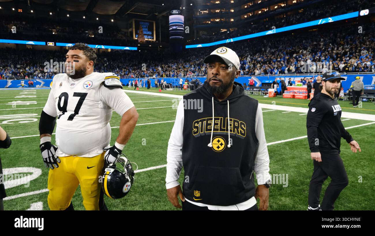 Dec 21, 2025: Head Coach Mike Tomlin and Cam Heyward #97 during the ...