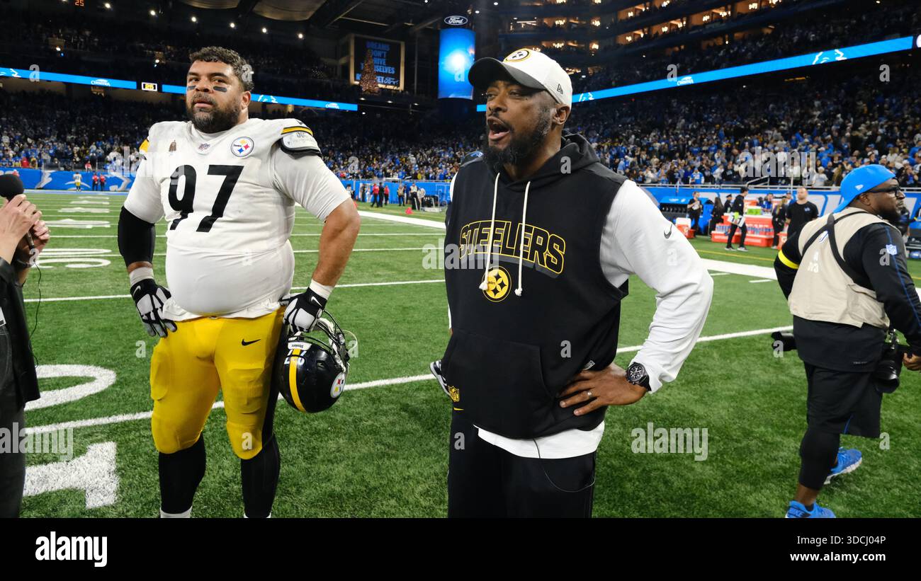 Dec 21, 2025: Head Coach Mike Tomlin and Cam Heyward #97 during the ...