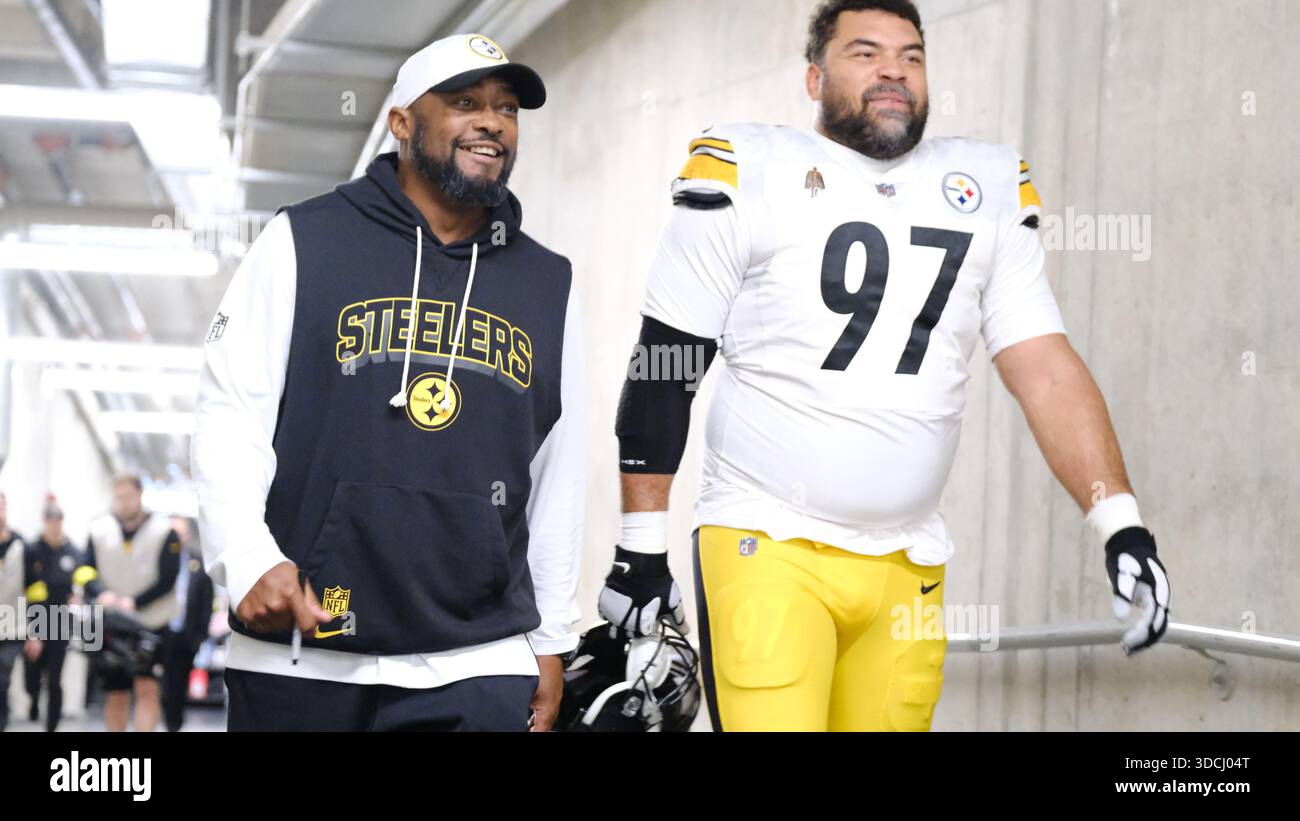 Dec 21, 2025: Head Coach Mike Tomlin, and Cam Heyward #97 during the ...