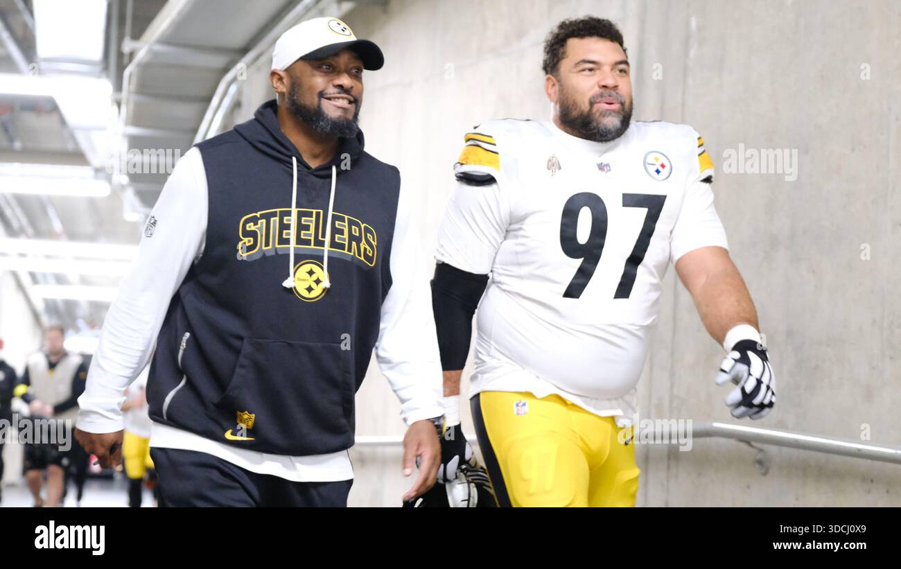 Dec 21, 2025: Head Coach Mike Tomlin, and Cam Heyward #97 during the ...