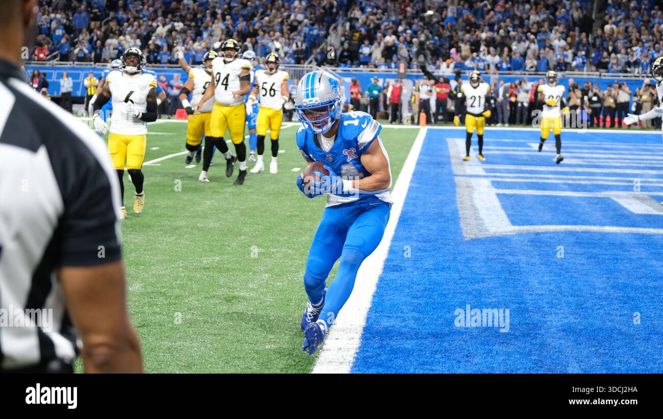 Dec 21, 2025: Amon-Ra St. Brown #14 during the Pittsburgh Steelers vs ...