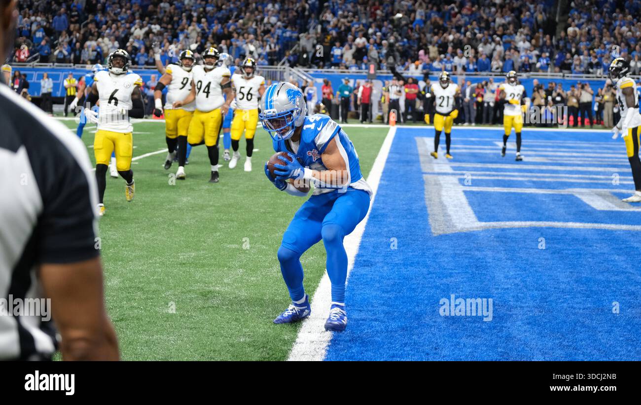 Dec 21, 2025: Amon-Ra St. Brown #14 during the Pittsburgh Steelers vs ...