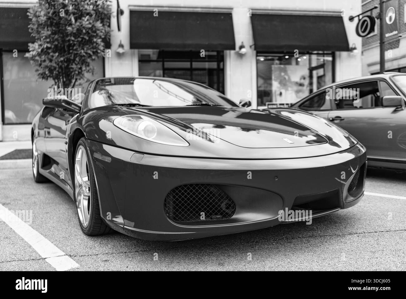 Red ferrari car parked Black and White Stock Photos & Images - Alamy