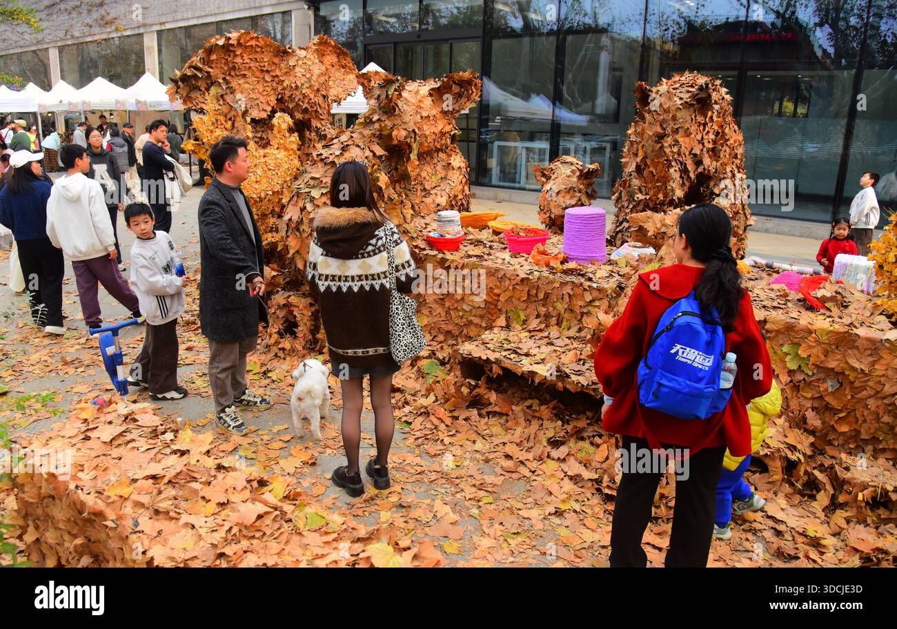 Fallen leaf artworks at China Academy of Art attract people in Hangzhou ...