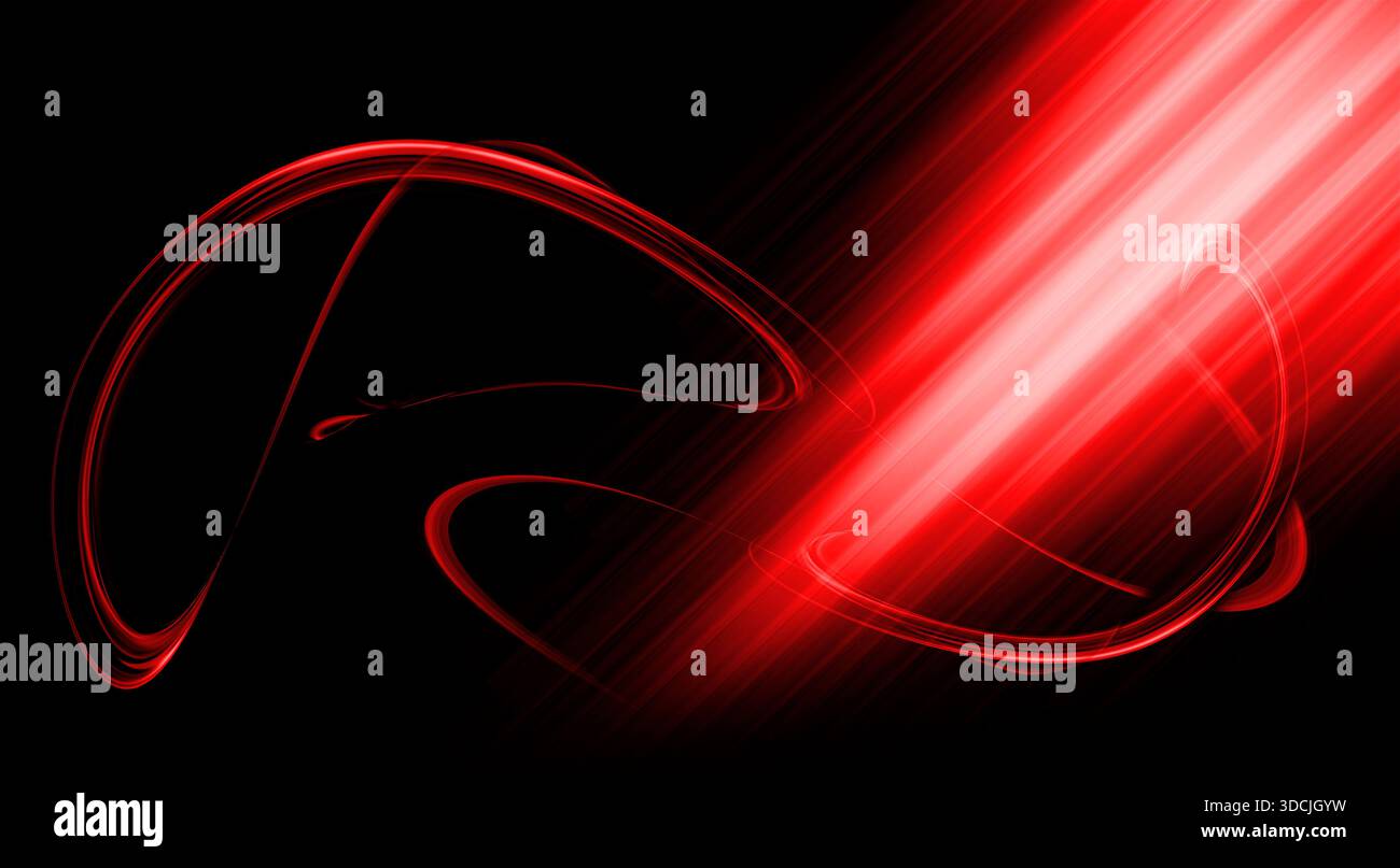 Abstract background featuring vibrant red curved light trails and ...