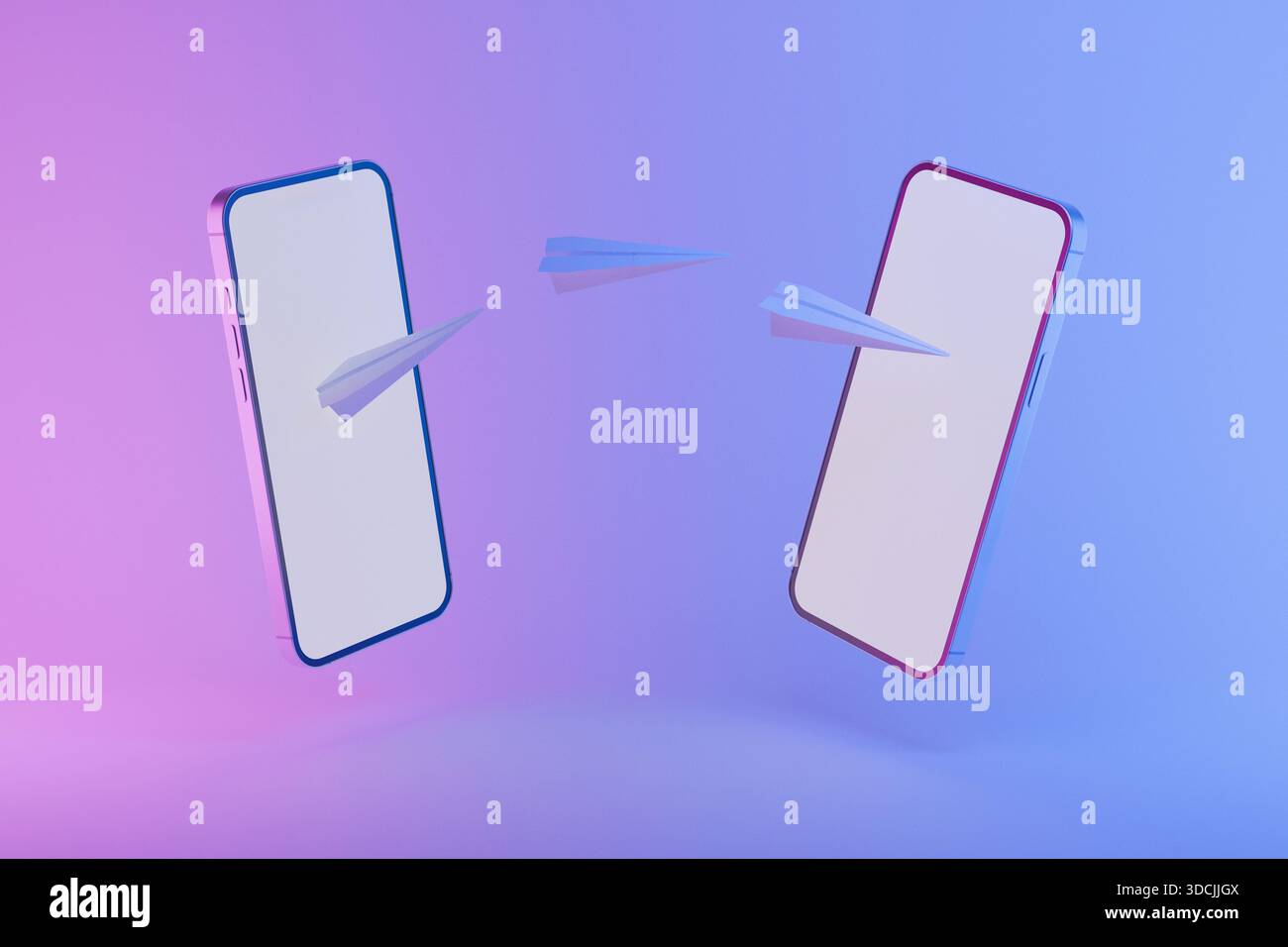 Messaging two smartphones illustration hi-res stock photography and ...