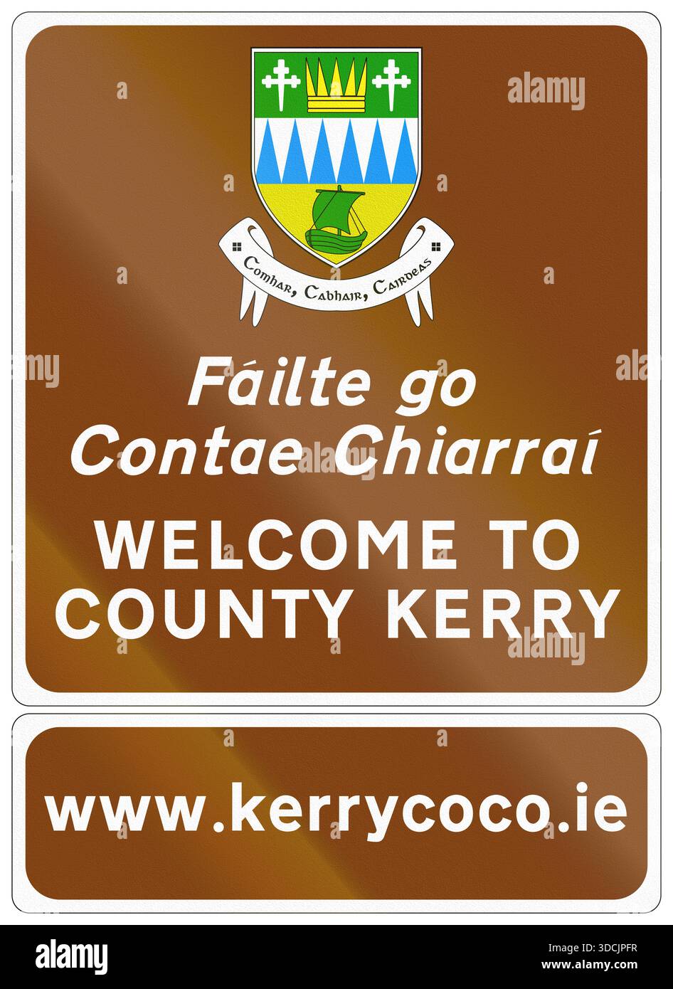 Road sign used in Ireland - County Kerry boundary sign Stock Photo - Alamy