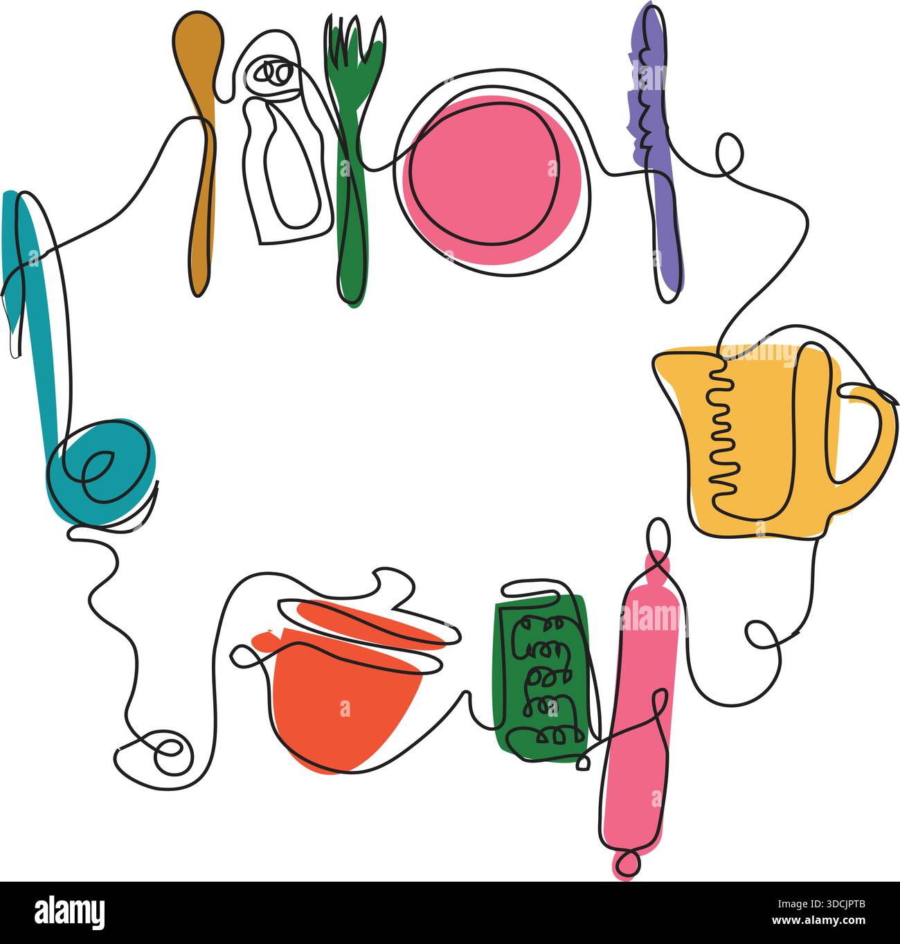 Kitchen tools continuous one hi-res stock photography and images - Alamy