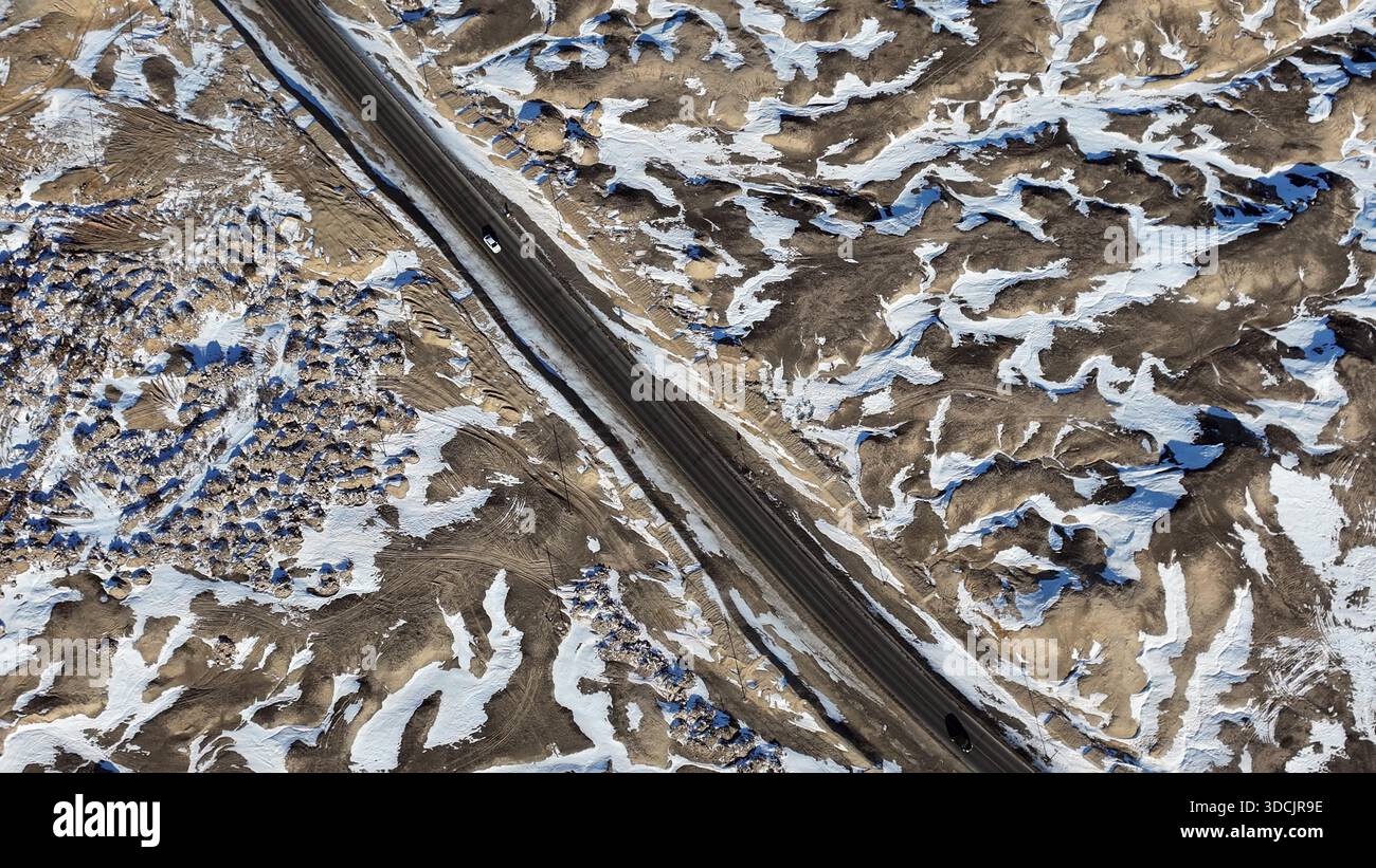 Aerial photo shows the snow scenery in Hami City, northwest China's ...