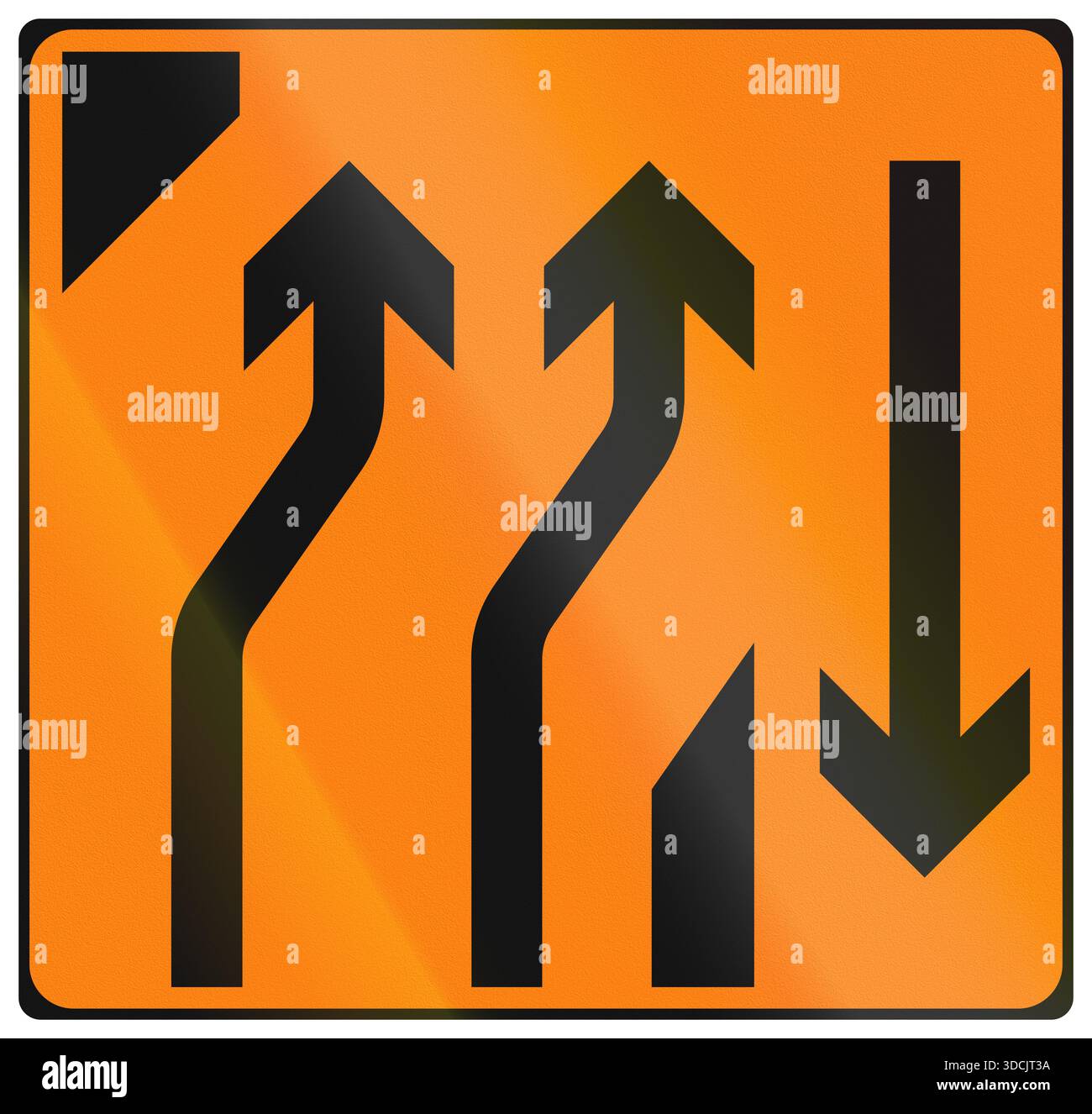 Temporary warning road sign used in Ireland - Two-lane Crossover to the ...