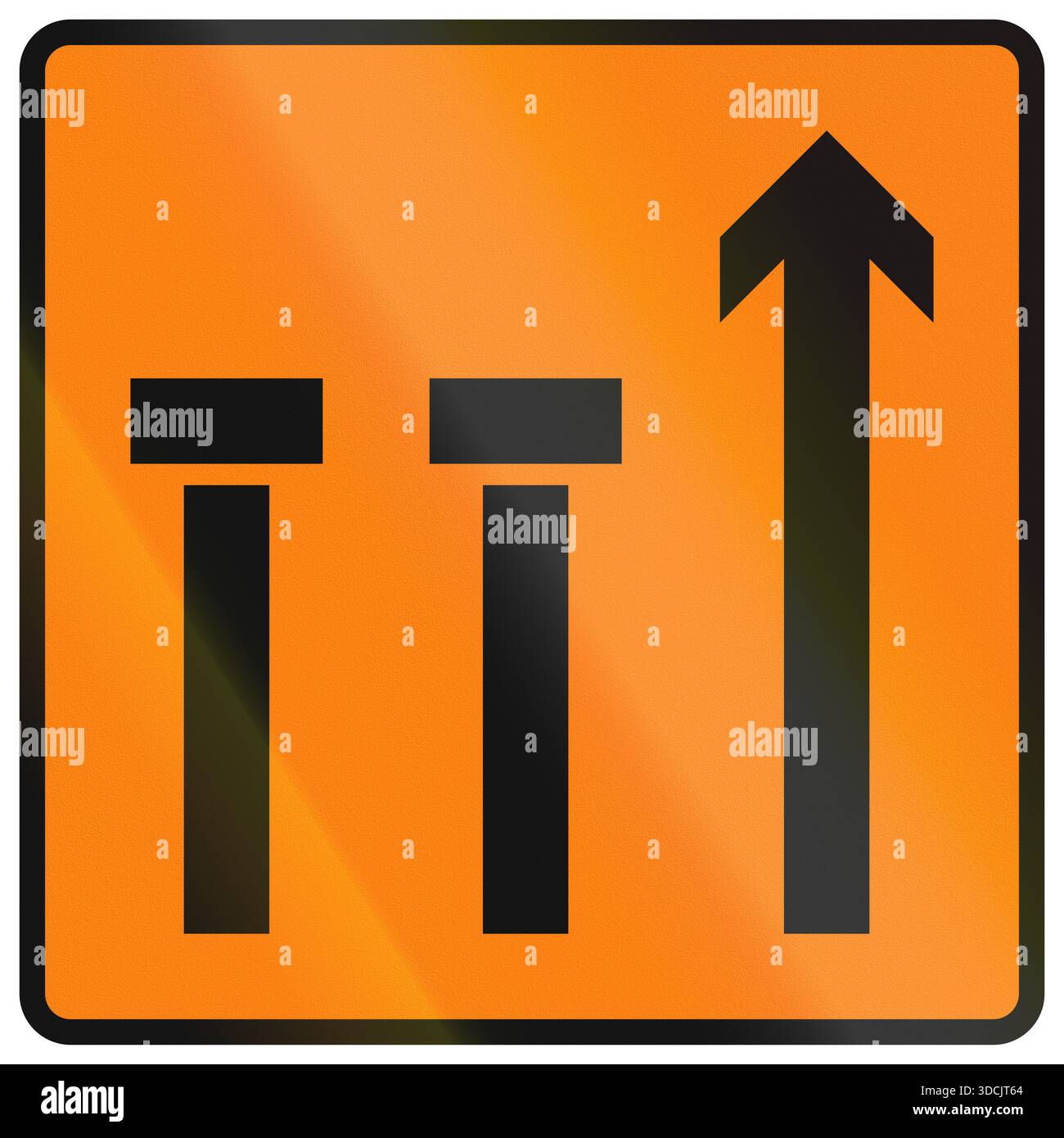 Temporary warning road sign used in Ireland - Two left-hand lanes of ...