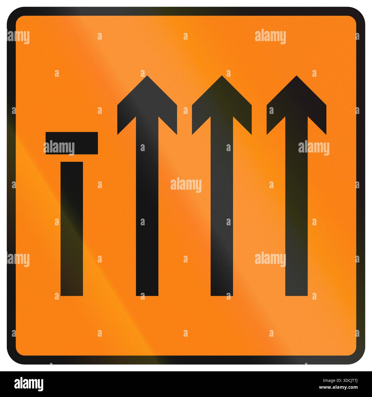 Temporary warning road sign used in Ireland - Left-hand lane of four ...